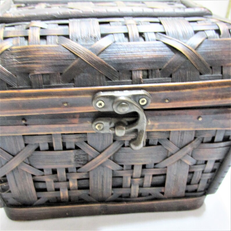 Wicker and Wood Chest Hinged Box With Latch - Etsy