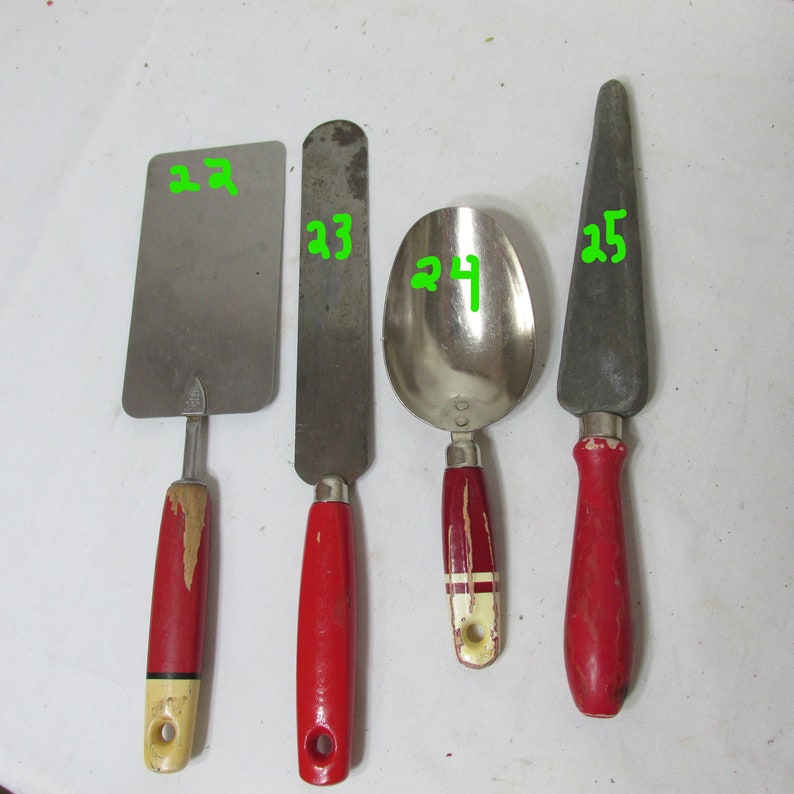 Kitchen Utensils Red Wood Handle Choice of Vintage Tools - Etsy