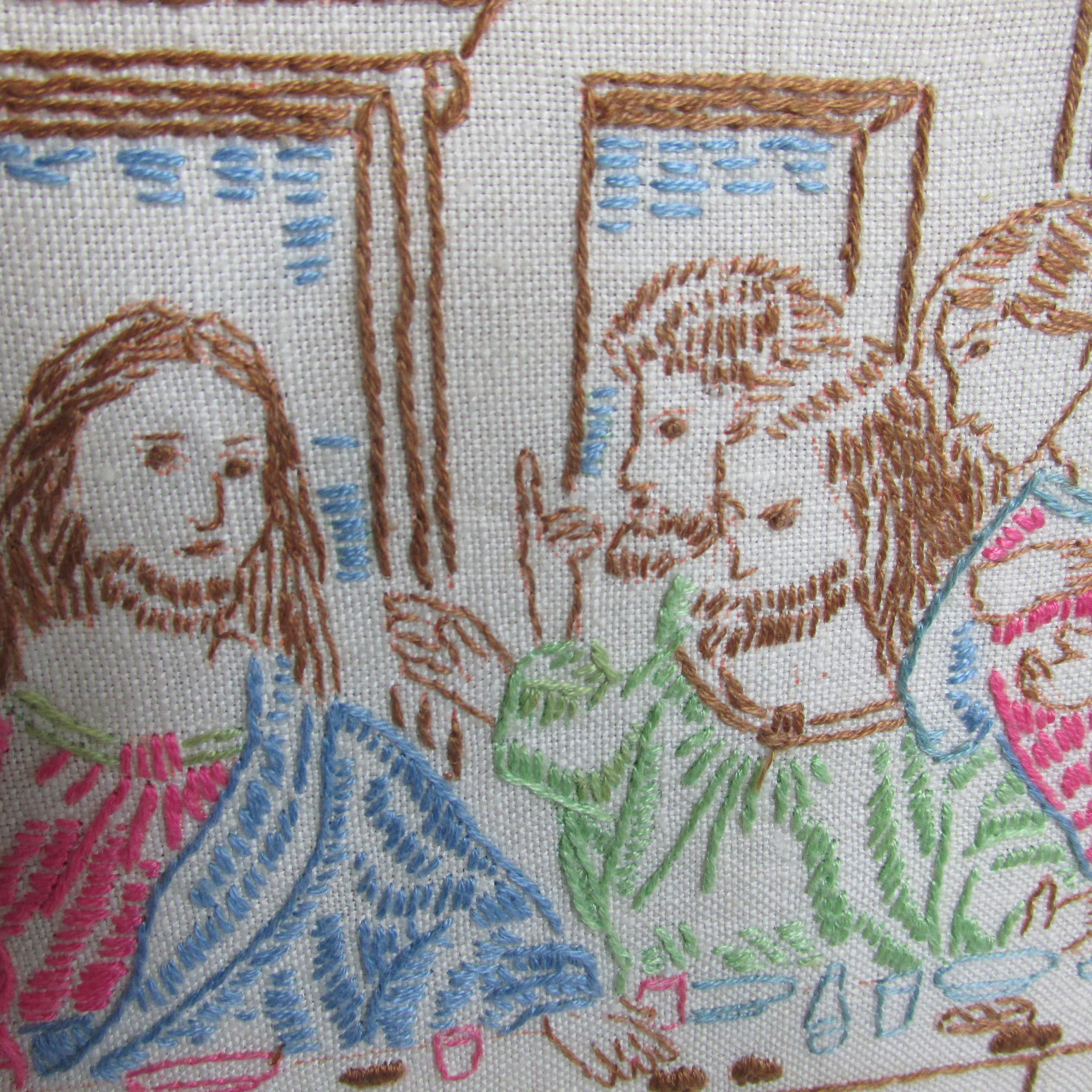 Picture Last Supper Vintage Linen Embroidered Sampler Unframed - Etsy