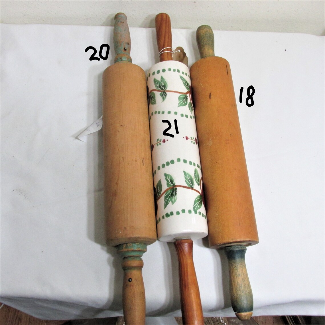 Wood Rolling Pin Vintage Choice of 1 Colored Handle - Etsy