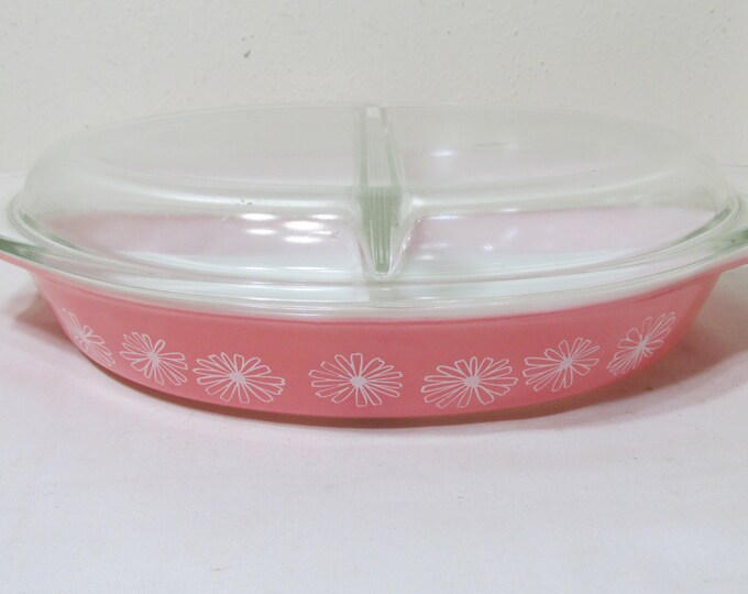 Pyrex Pink Daisy Vintage 1.5 Quart Divided Baking Dish - Etsy