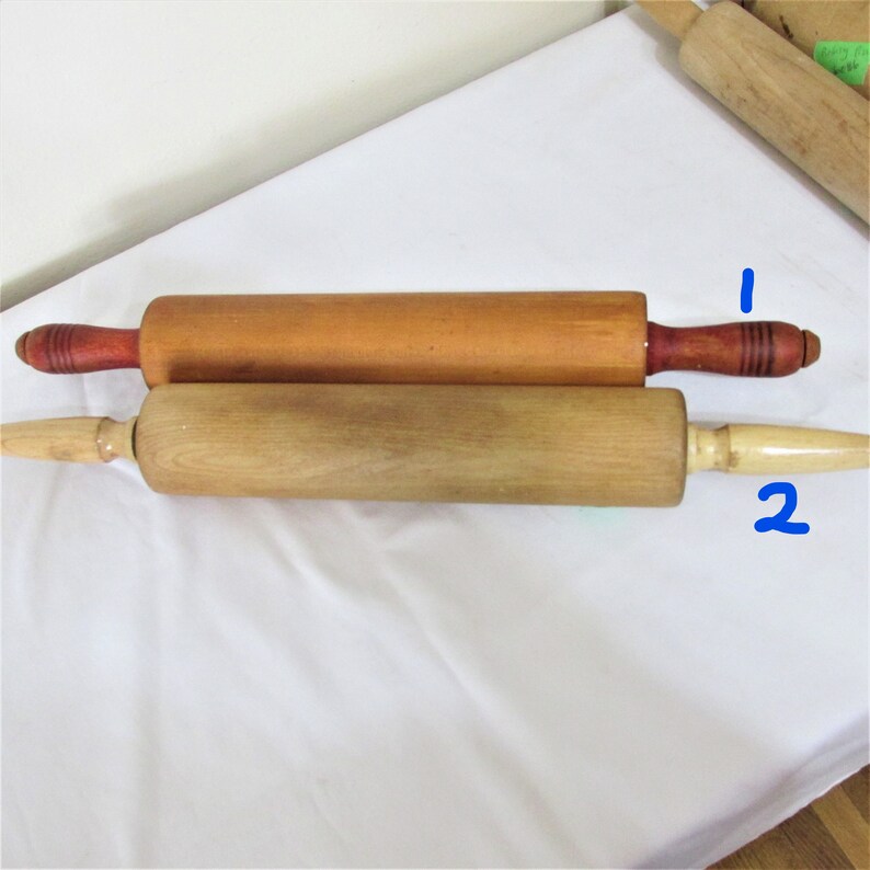 Wood Rolling Pin Vintage Choice of 1 Colored Handle - Etsy