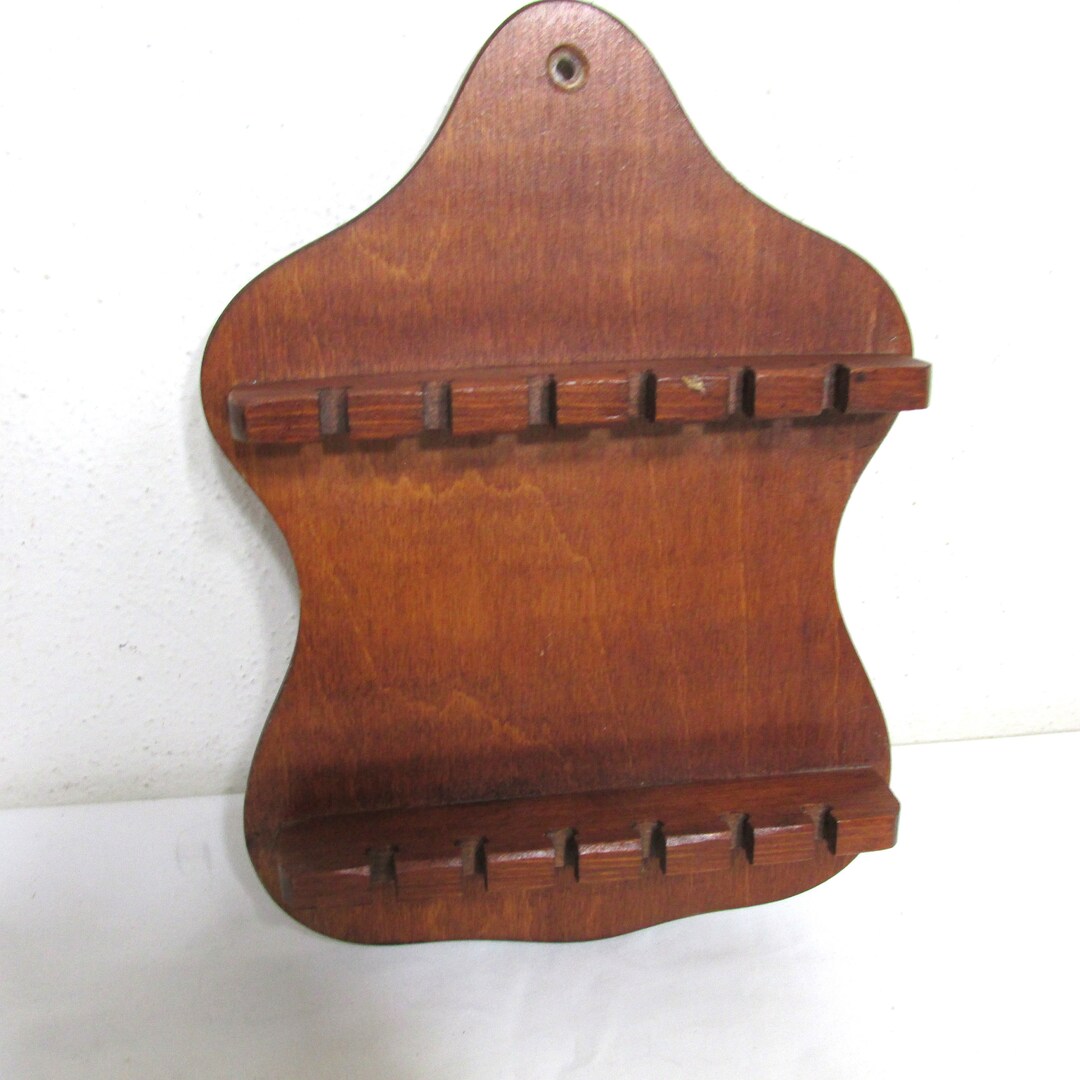 Wood Spoon Rack Carved Vintage 2 Tier With 12 Slots - Etsy