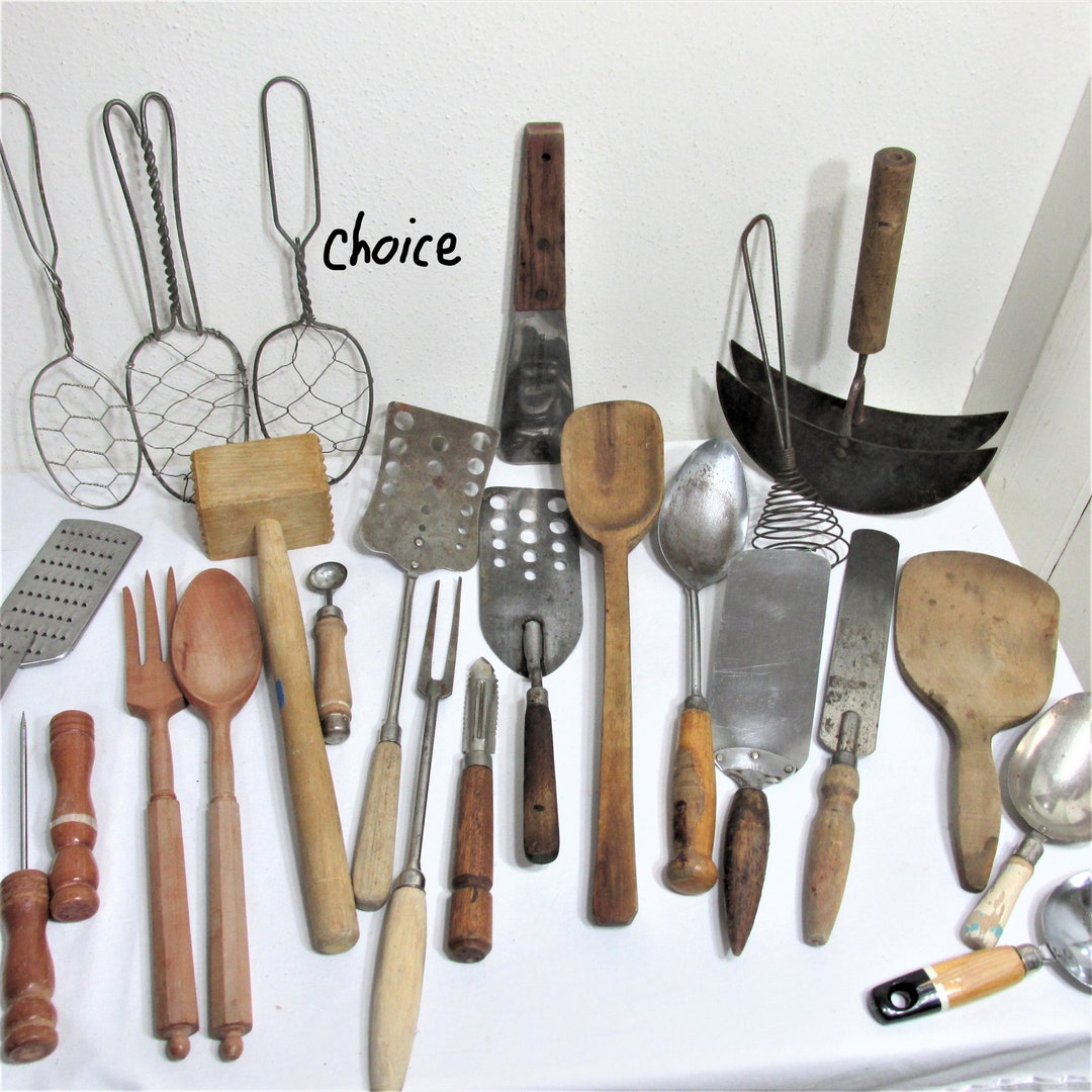 Wood Handle Utensils Choice of 1 Vintage Kitchen Tool - Etsy