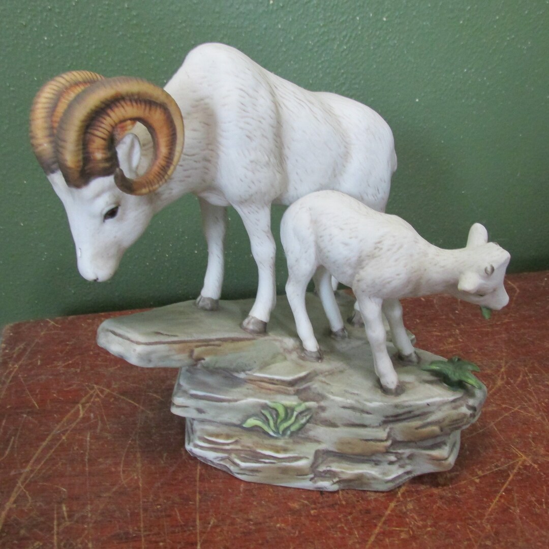 Porcelain Big Horn Sheep Figurine Vintage 1984 Homco Masterpiece - Etsy