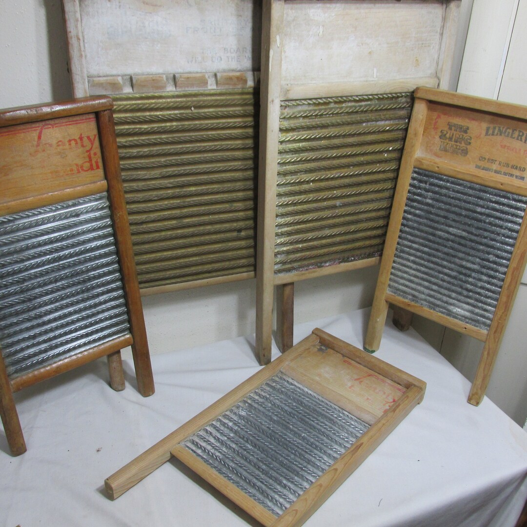 Washboard Double Sided Vintage Small Zinc Lingerie Laundry Room Scanty ...