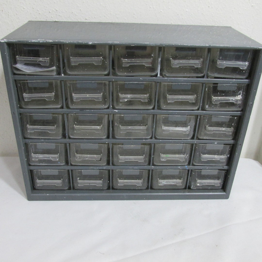 Storage Organizer Vintage Plastic Case 25 Drawers Cabinet Paint ...