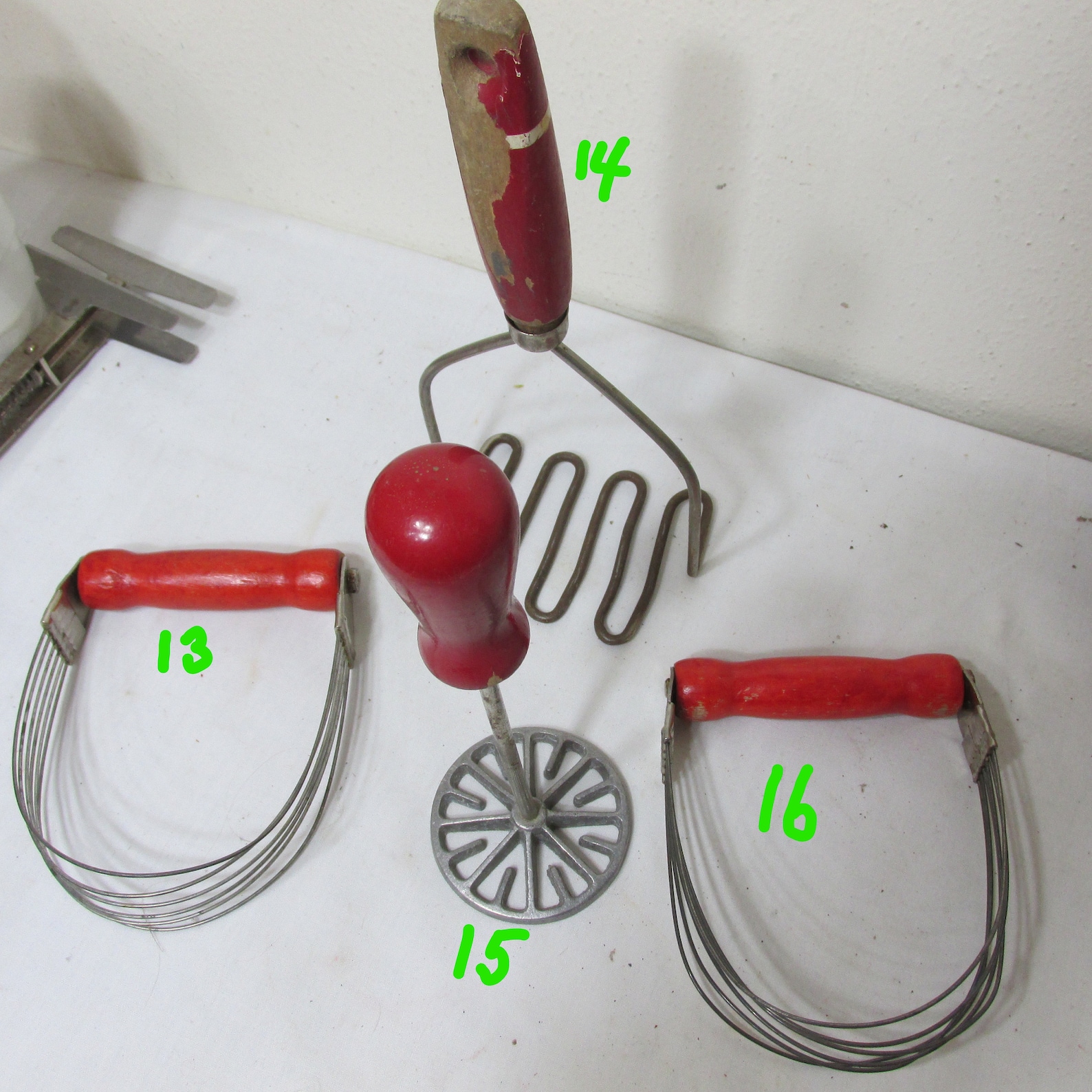 Kitchen Utensils Red Wood Handle Choice of Vintage Tools - Etsy