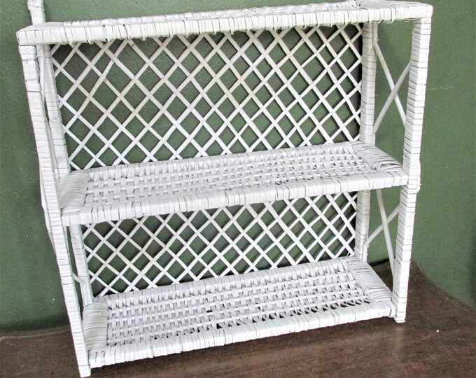 White Wicker Shelf Unit With 3 Tier Vintage Storage - Etsy