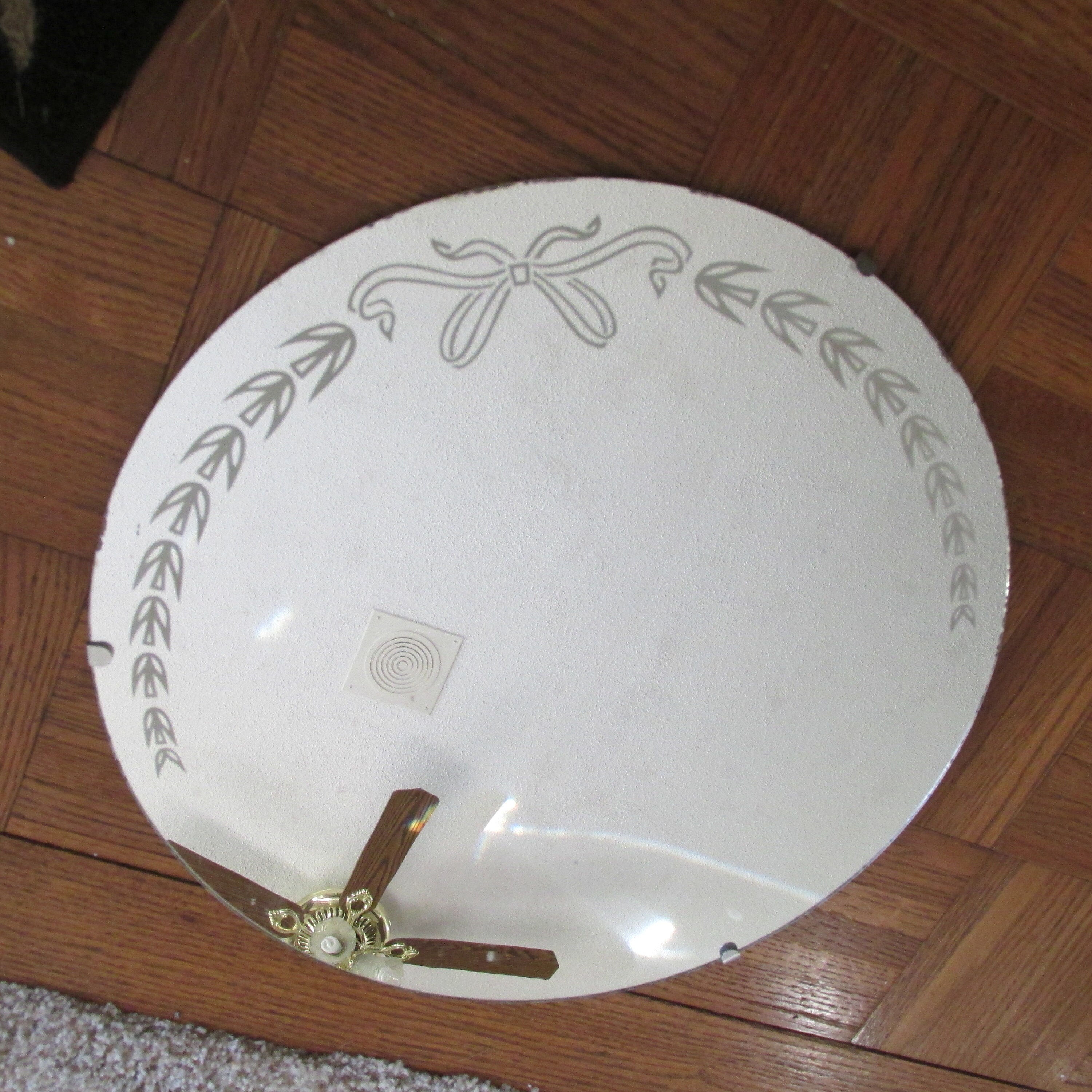 Frameless Round Mirror Vintage 15.5 Inches Inner Top Bow and - Etsy