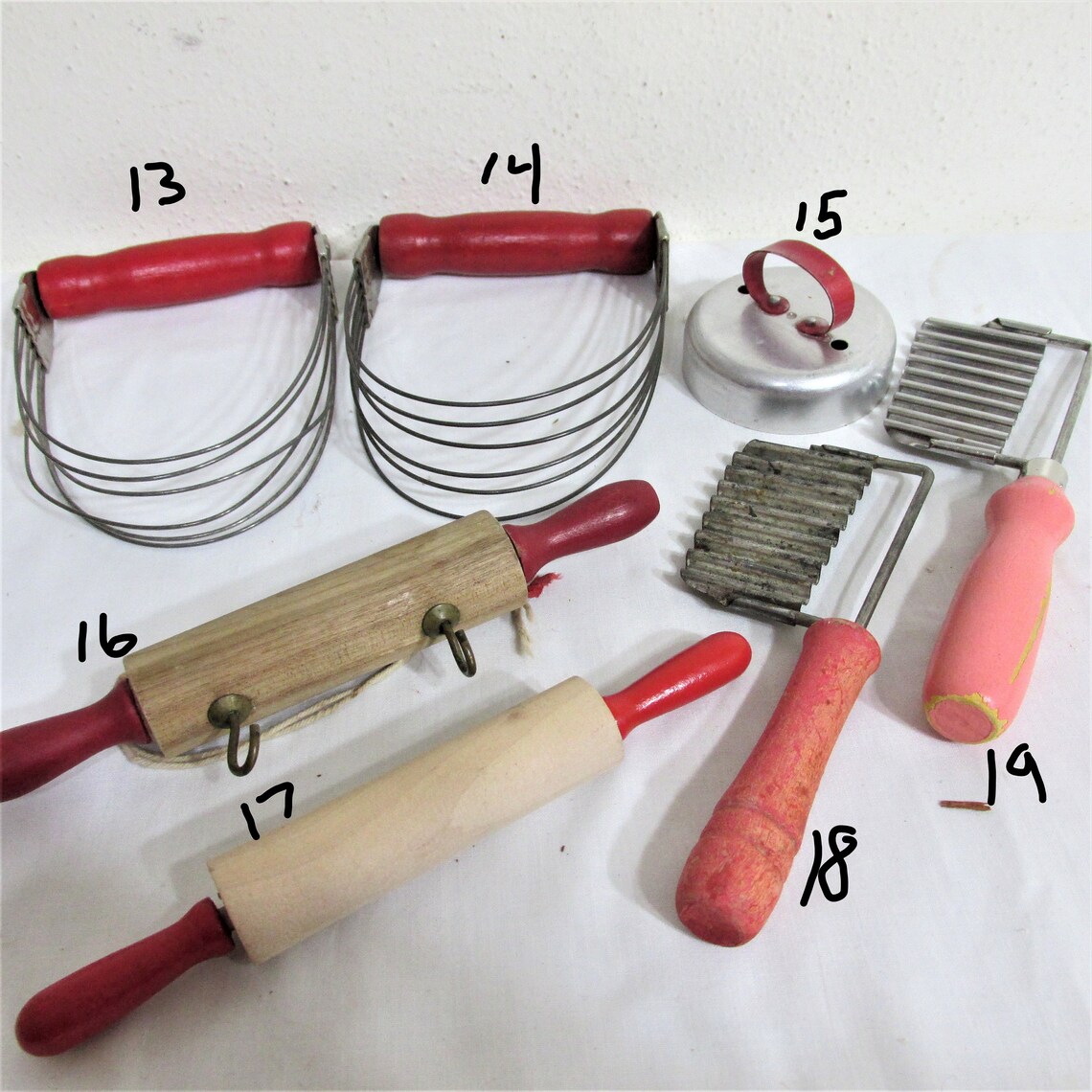 Kitchen Utensils Red Wood Handle Choice of Vintage Tools - Etsy