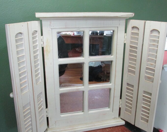 Mirror Window Look With Attached Shutters Vintage Small Size Home Decor ...