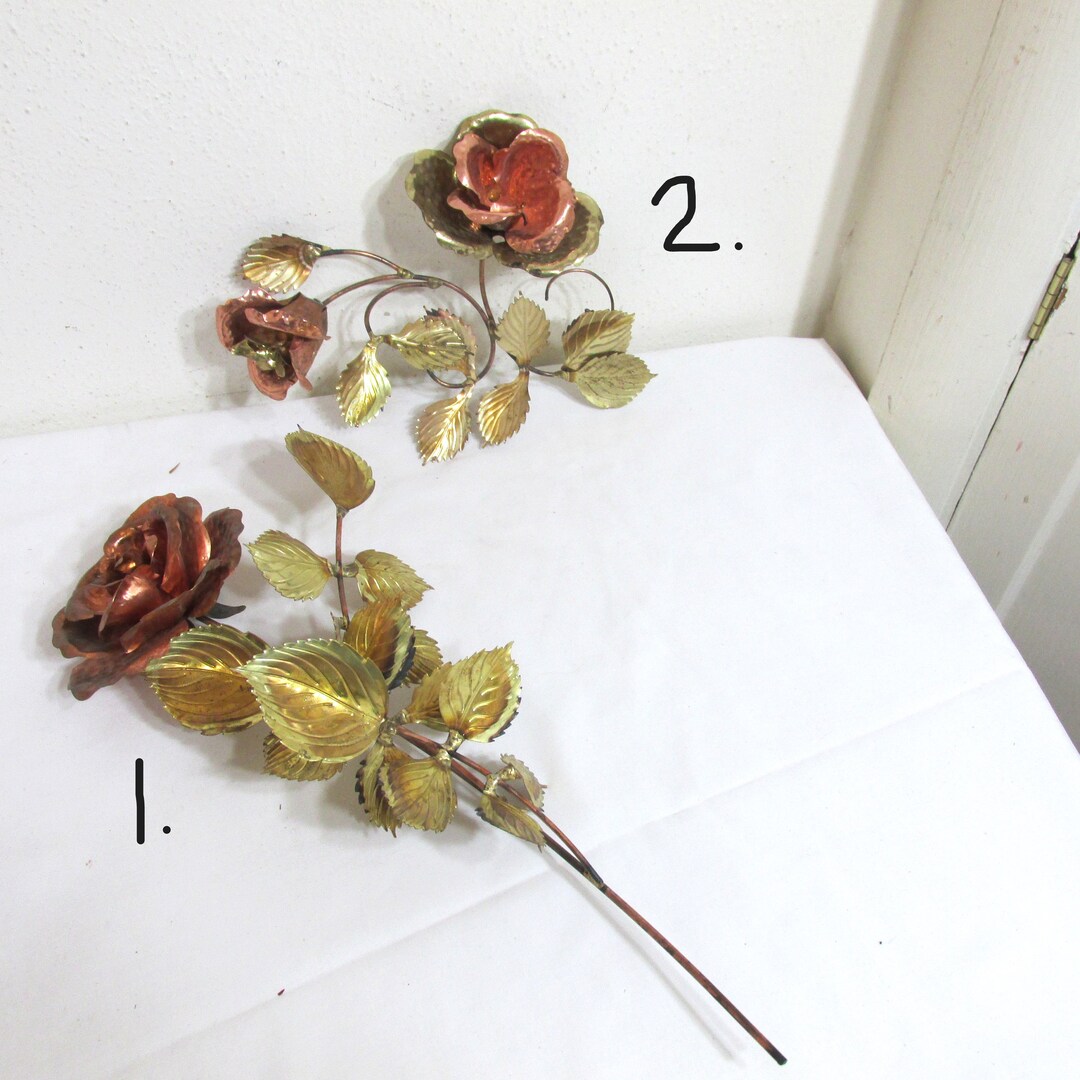 Copper Flower Wall Decor Choose Vintage Single or Double Metal Rose ...