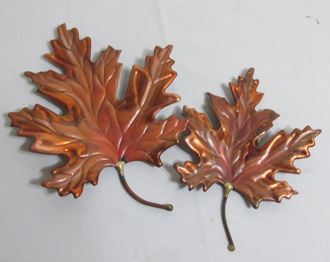 Copper Maple Leaves Vintage Wall Decor Set of 2 Fall Decor - Etsy