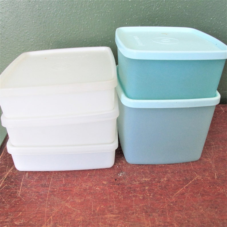 Tupperware Boxes Set of 5 Vintage Square Containers - Etsy