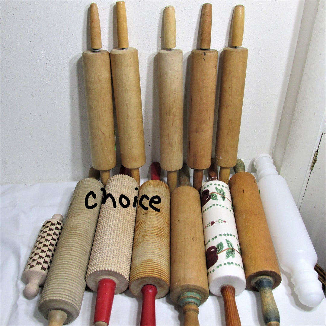 Wood Rolling Pin Vintage Choice of 1 Colored Handle - Etsy