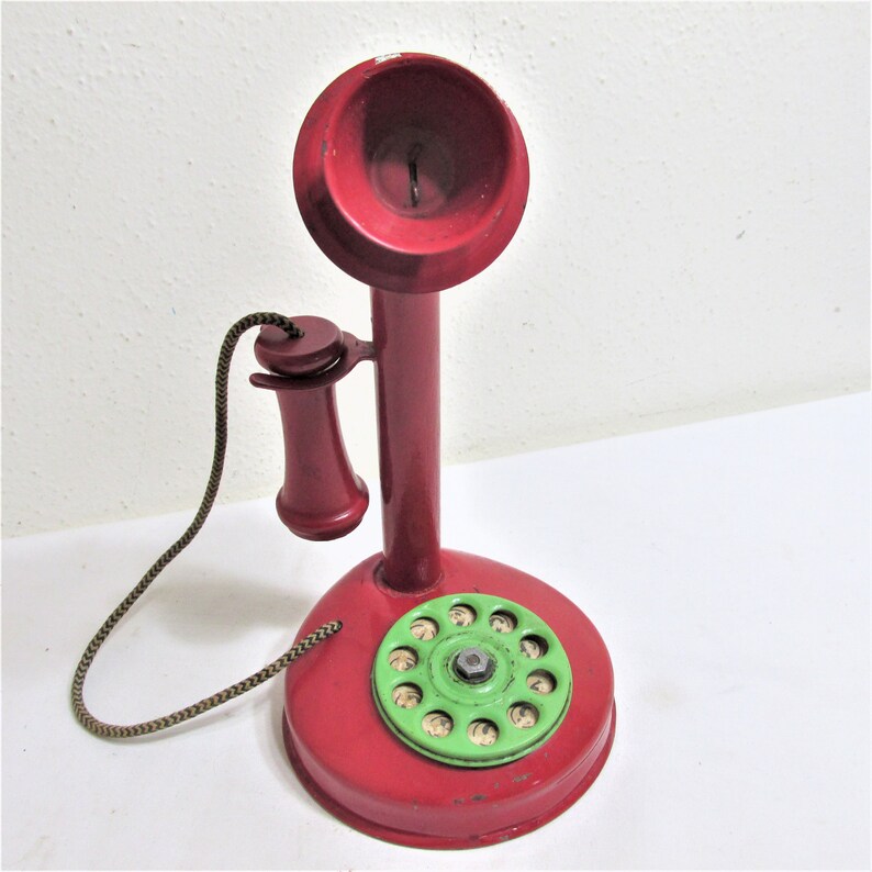 Tin Toy Telephone Vintage Choice Red Candlestick or Desk Phone - Etsy