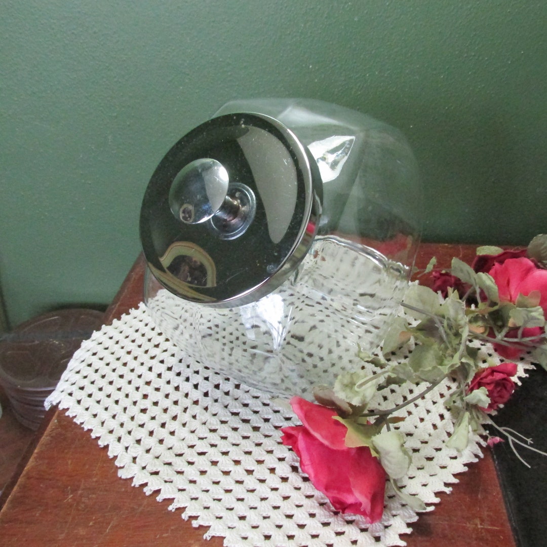 Glass Slant Jar and Chrome Lid Counter 1 Gallon Vintage Display Candy ...