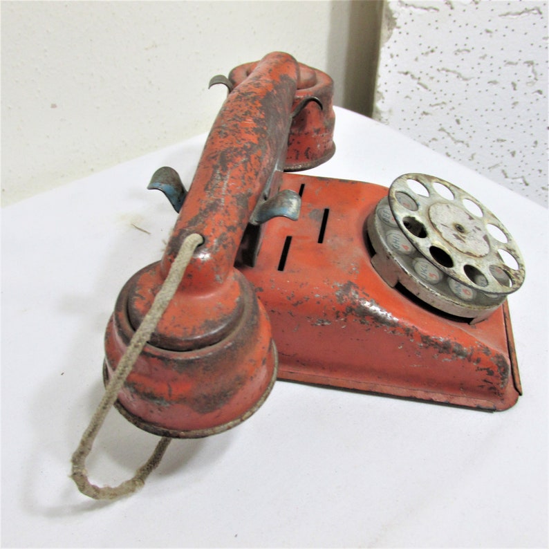 Tin Toy Telephone Vintage Choice Red Candlestick or Desk Phone - Etsy