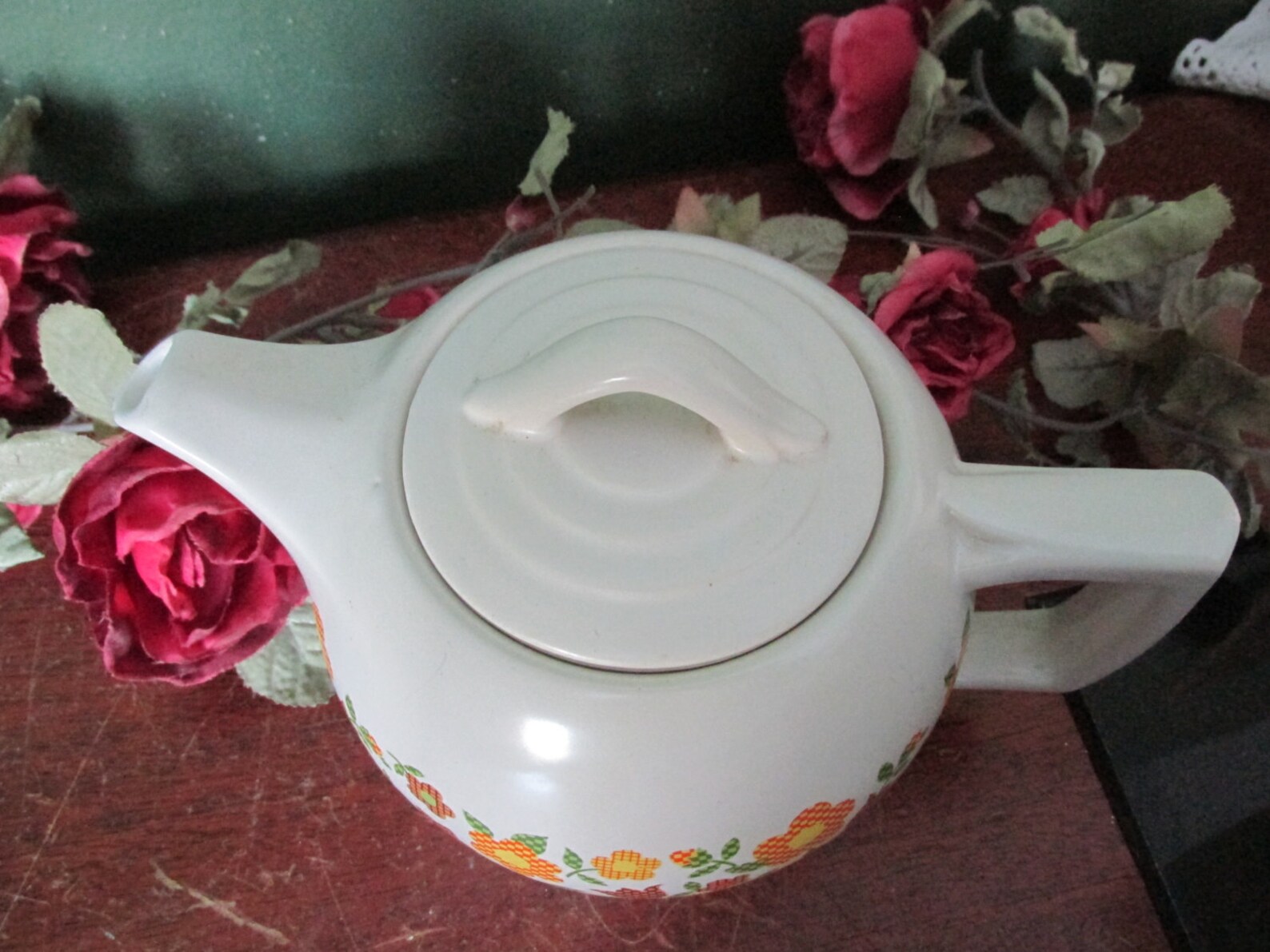 Mccoy Teapot Creamy White Pottery With Cross Stitch Look - Etsy