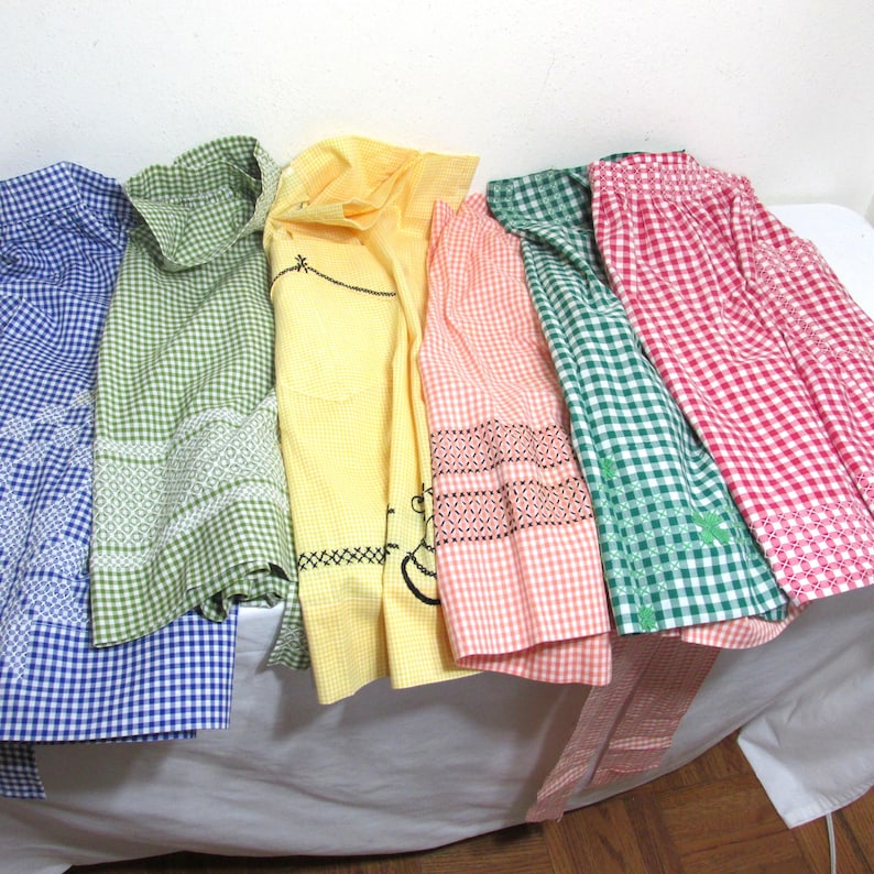 Half Apron Gingham Check Choose 1 Vintage With Chicken Scratch ...