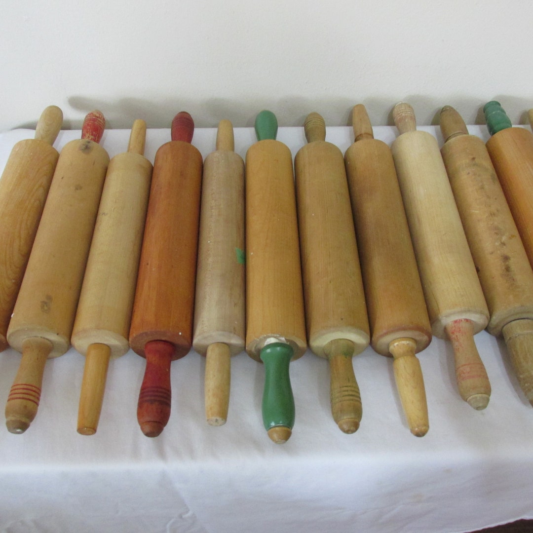 Wood Rolling Pin Vintage Choice of 1 Colored Handle - Etsy