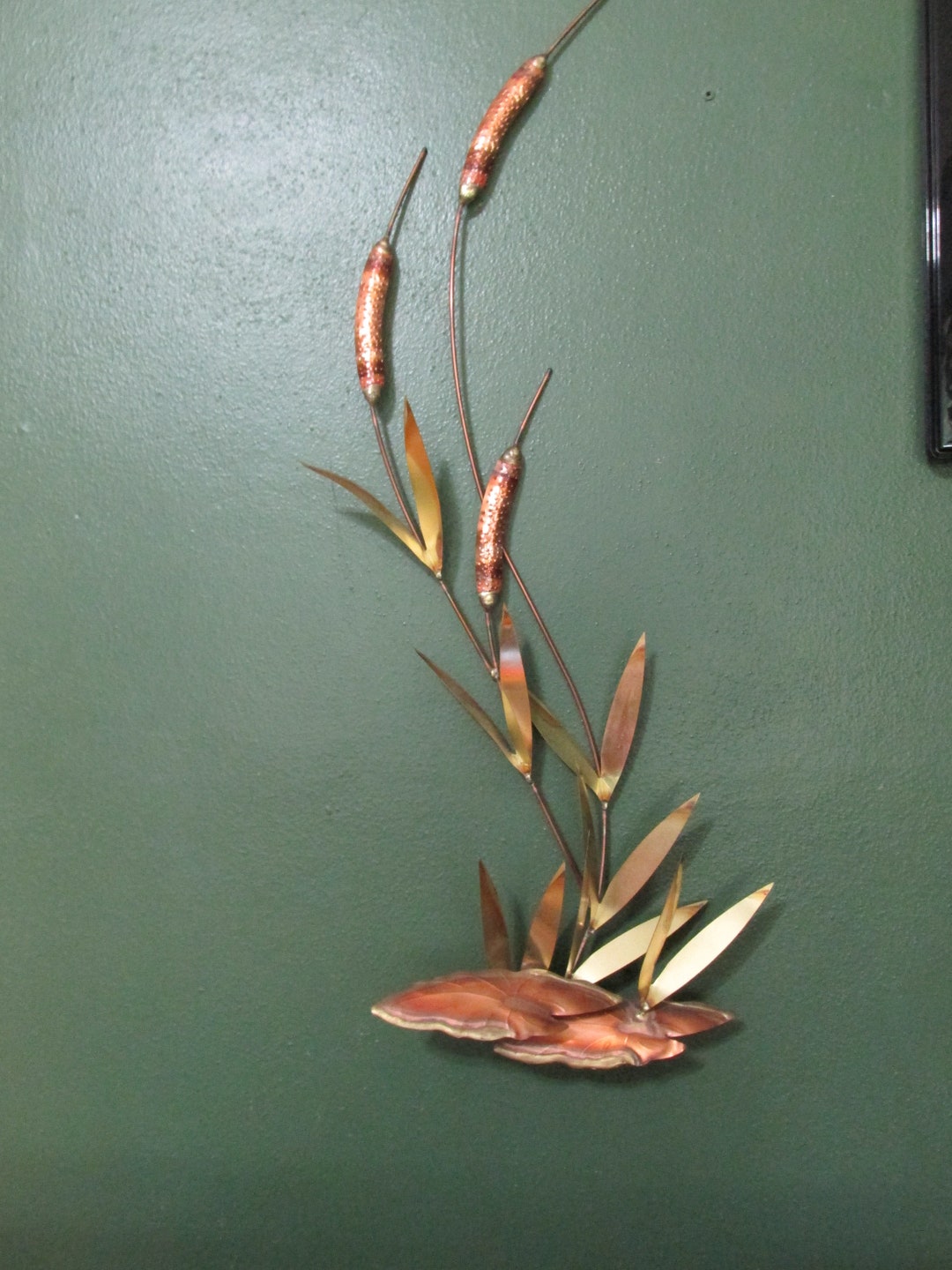Wall Sculpture Cattails Vintage Metal Stems 29 Inches - Etsy
