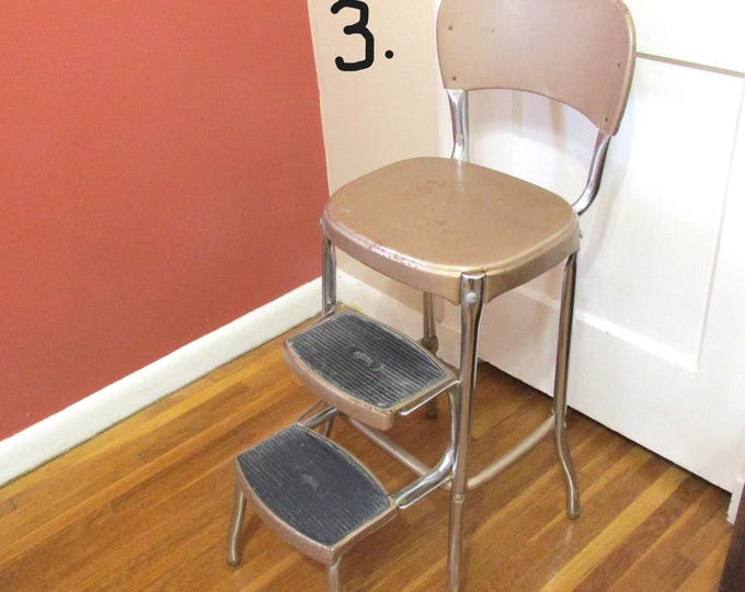 Cosco Step Stool Pull Out Steps Vintage Mid Century All Metal Kitchen ...