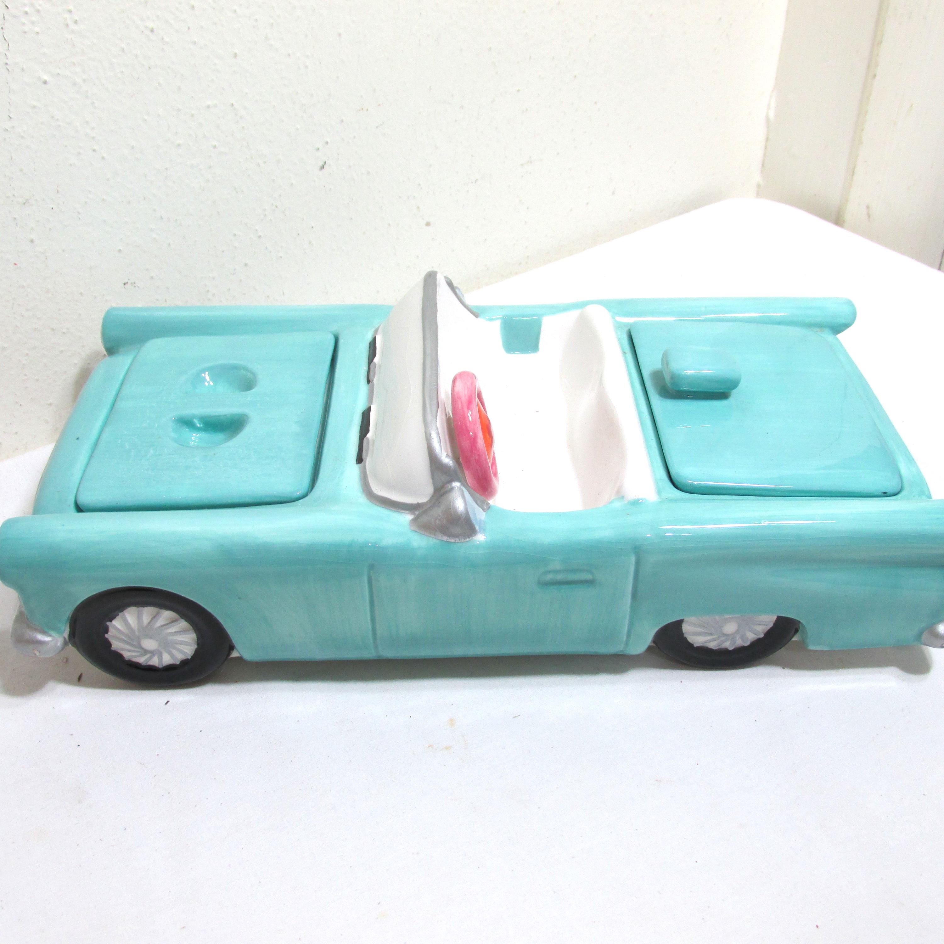 Ceramic Turquoise Car With Storage Vintage Automobile - Etsy