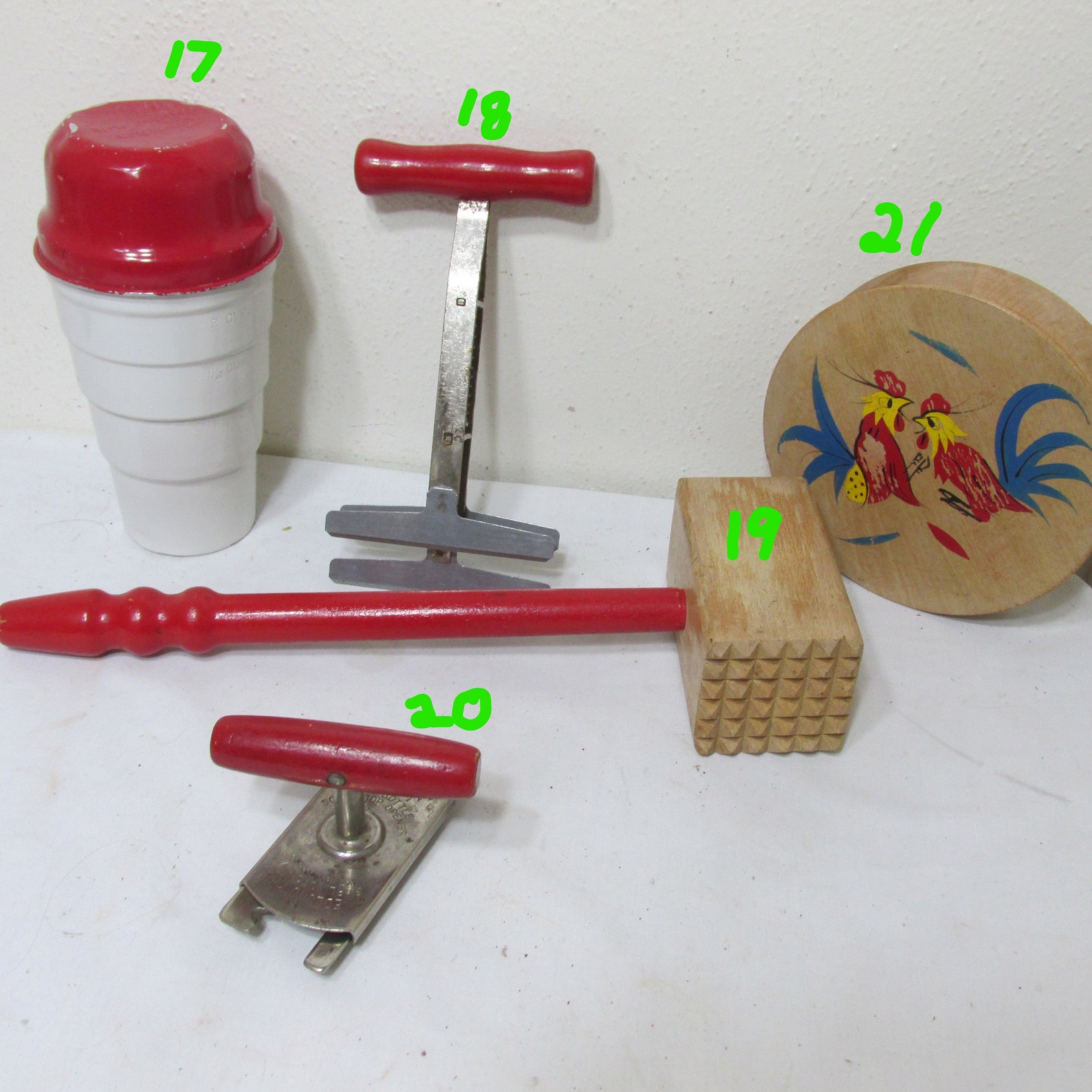 Kitchen Utensils Red Wood Handle Choice of Vintage Tools - Etsy