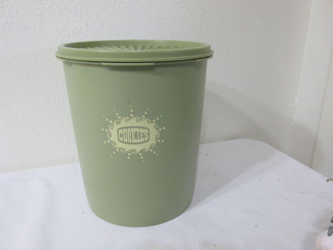 Vintage Tupperware Cookie Canister Avocado Green Servalier Lid - Etsy