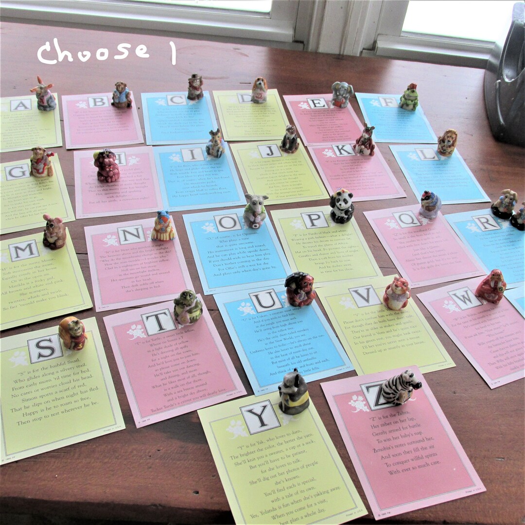 Animal Thimbles and Identification Card Vintage Franklin Mint Choice of ...