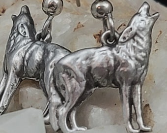 Night WOLF HEAD Face With Pentagram Star Woodland Werewolf Cast Pewter ...