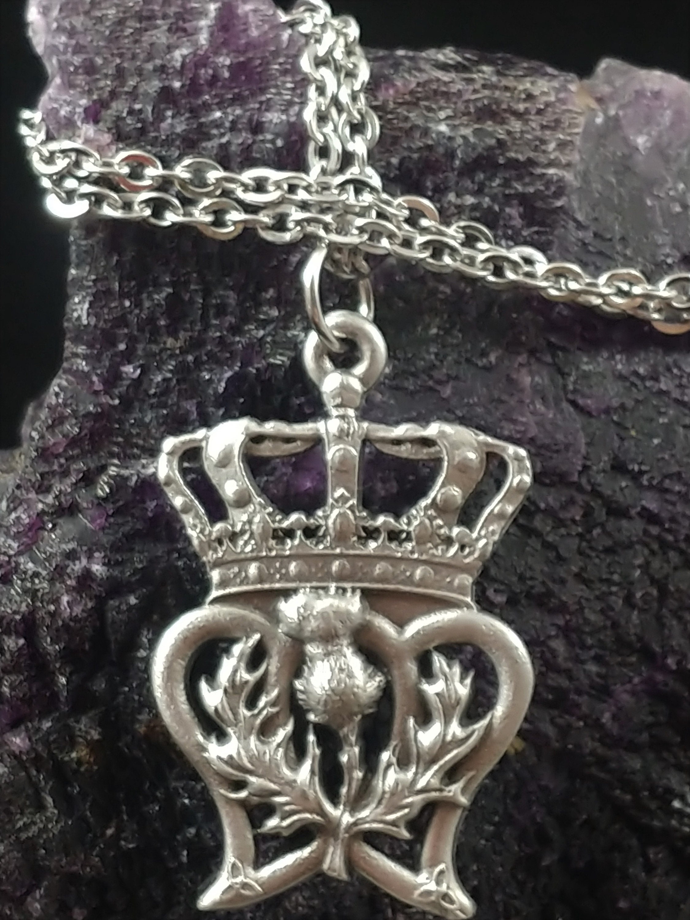 Thistle and Crown Celtic Double-sided Celtic Necklace | Etsy