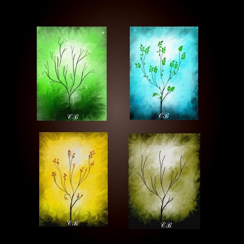 Four Seasons Abstract Landscape Art Prints Free Shipping Inside US - Etsy