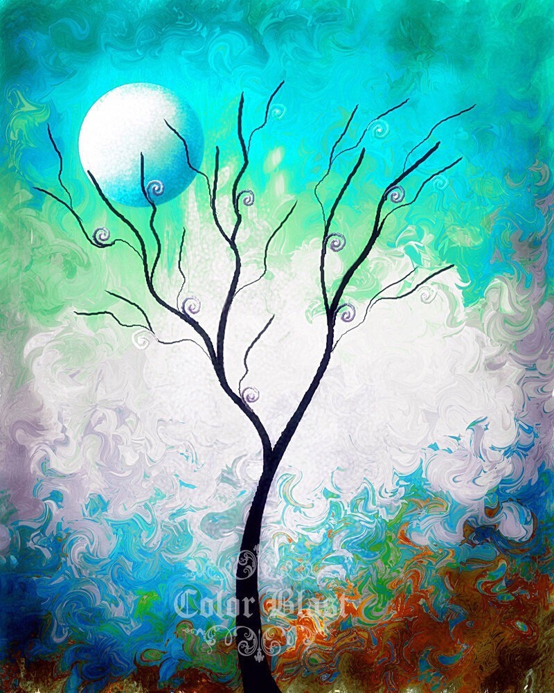 Glowing Dream. Abstract Landscape Art Print. Dreamy Tree Dreamy ...