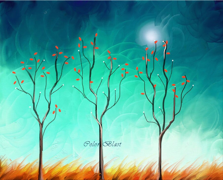 Abstract Lanscape Art Print Moonlit Free Shipping Inside US - Etsy