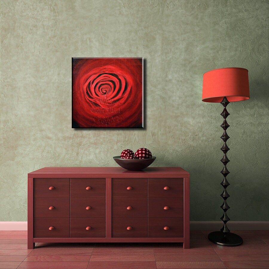 RED ROSE Abstract Painting Print Mounted and Ready to Be - Etsy