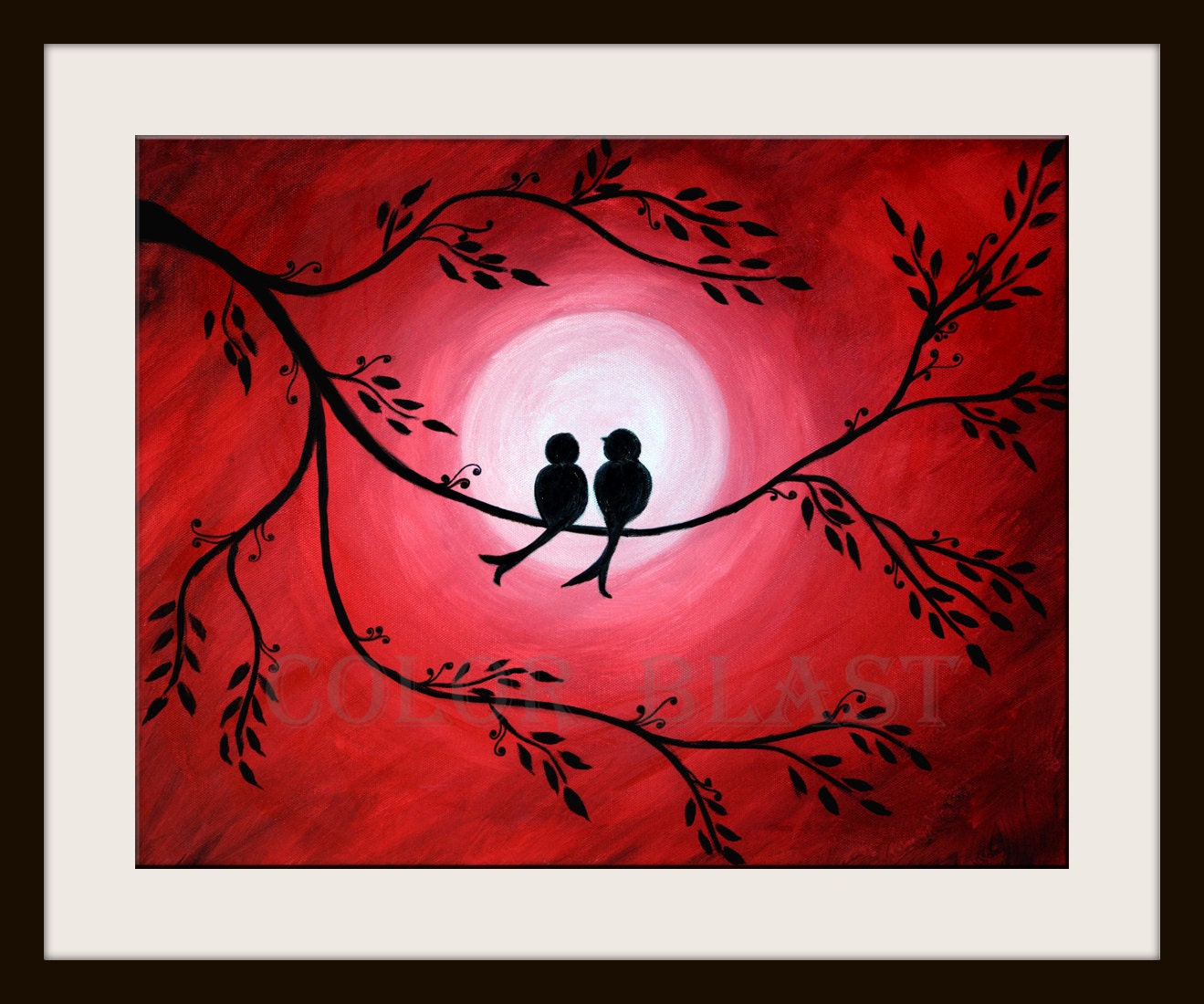 Love is in the Air Love Birds in Moon Light. Red Moon Night - Etsy