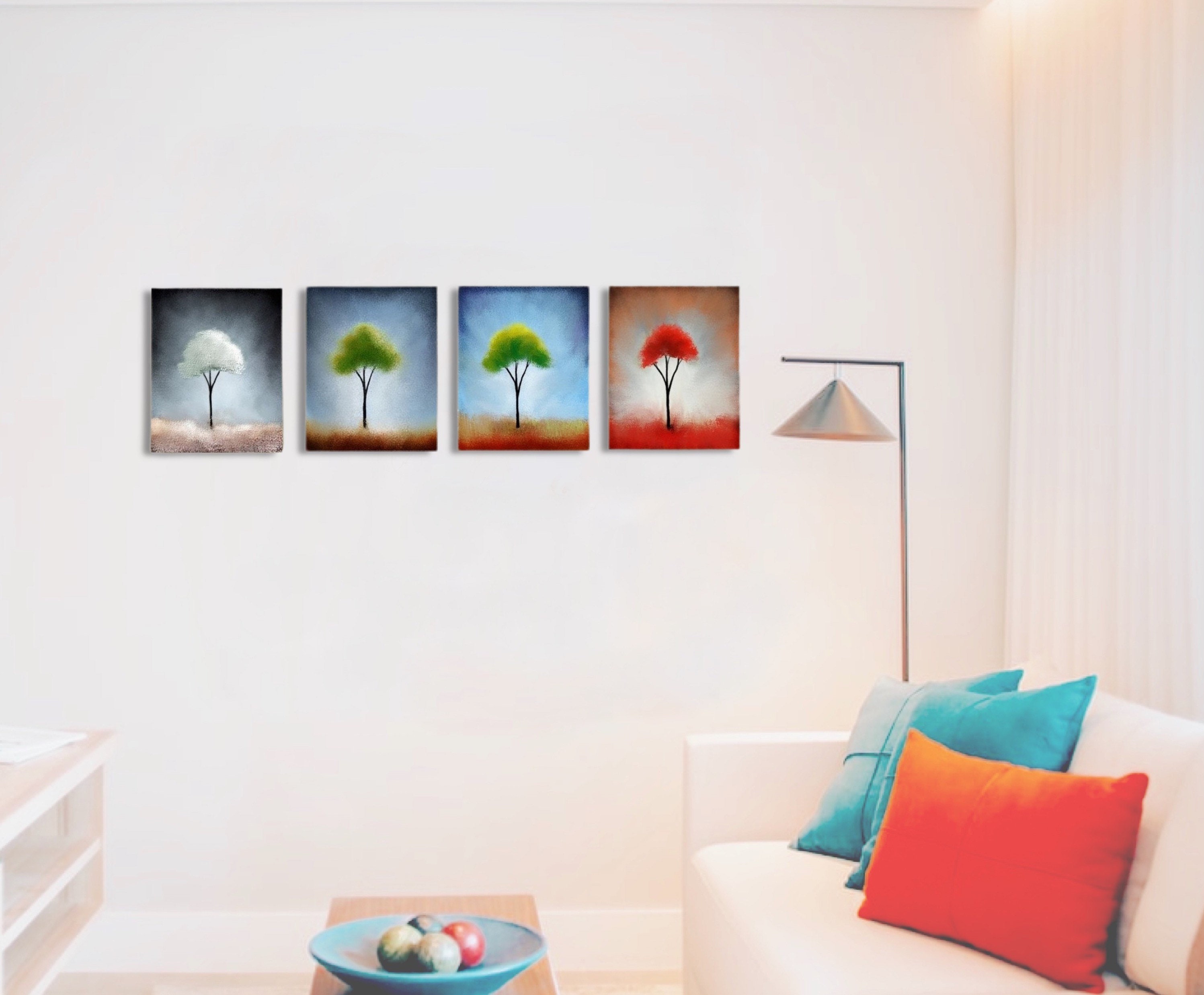 Four Seasons Abstract Landscape Art Prints Summer Fall Winter and ...