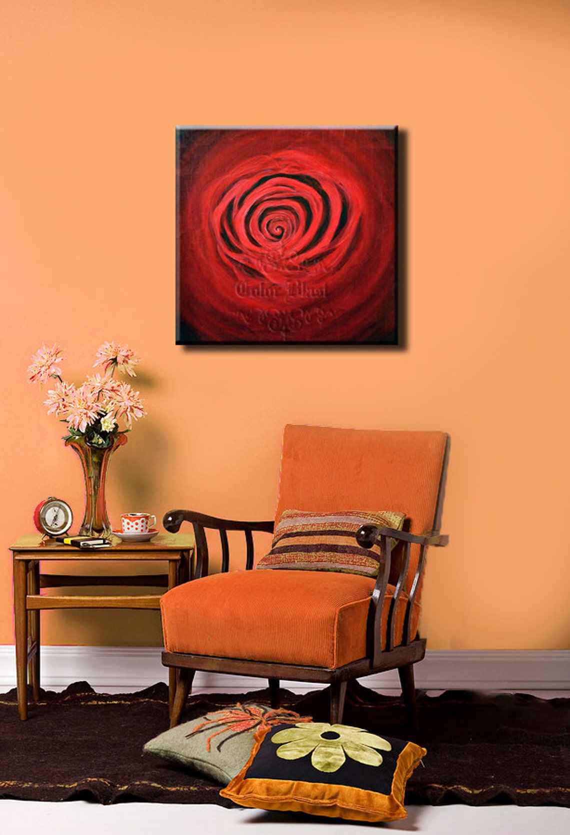 RED ROSE Abstract Painting Print Mounted and Ready to Be - Etsy