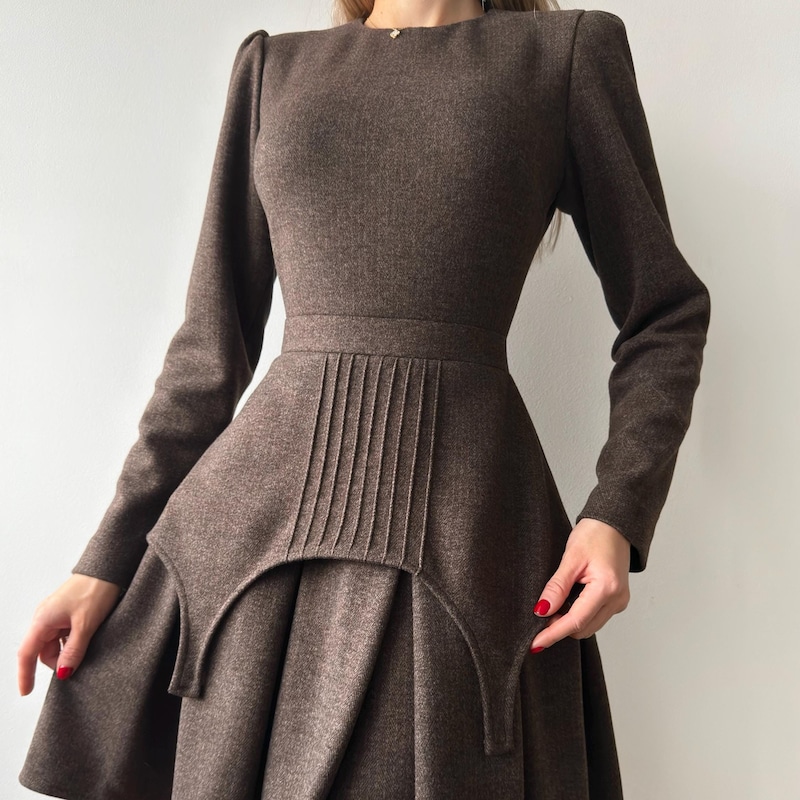 Winter Wool Dress Etsy