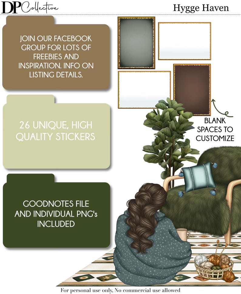 Hygge Haven Digital Stickers: Cozy Winter Planner (goodnotes, PNG) - Etsy