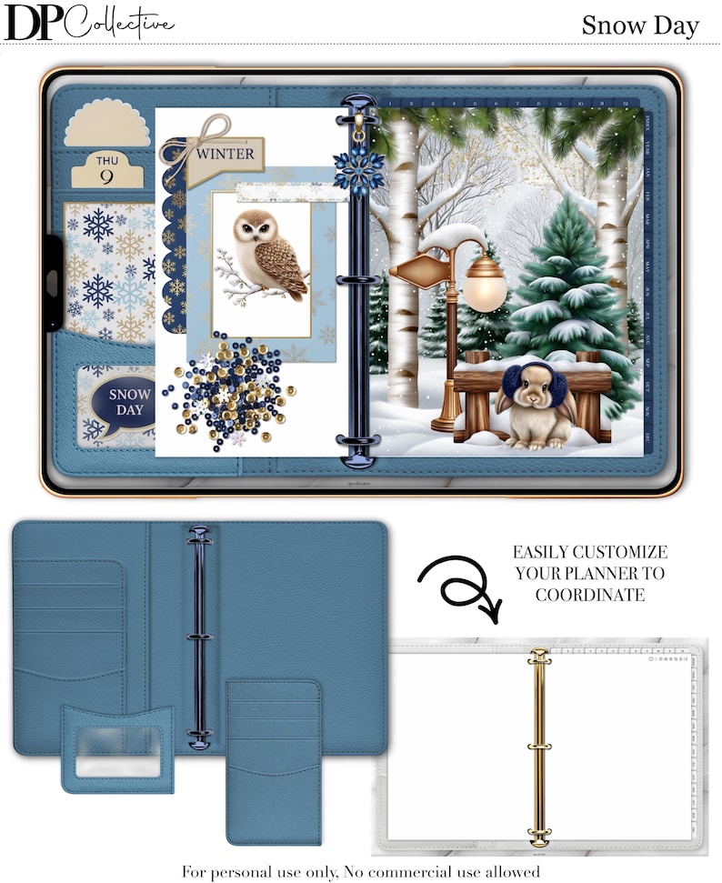 Snow Day Digital Sticker Pack | 100 Winter Stickers PNG + Noteful ...