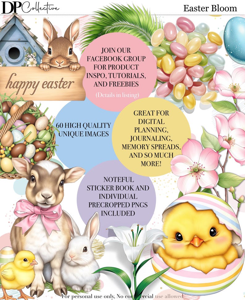 Easter Bloom | Digital Sticker Pack | 60 Spring & Easter Stickers ...