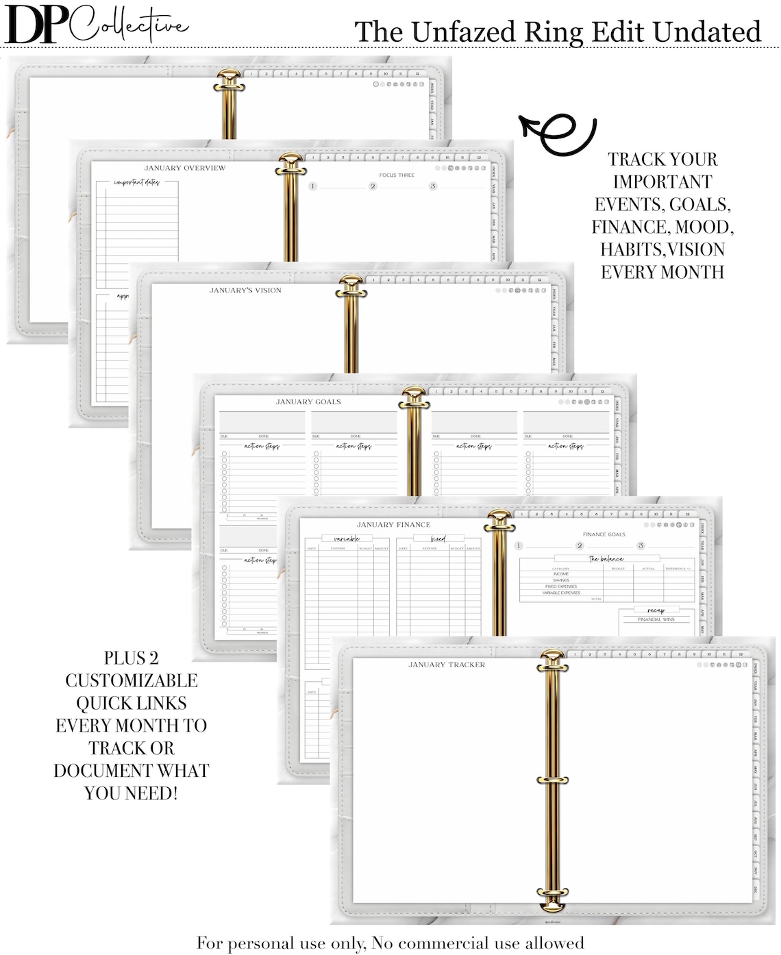 The Unfazed Planner Ring Edit (undated) | Digital Planner + Built-in ...