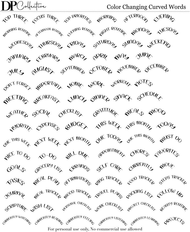 Color Changing: Curved Words - Etsy