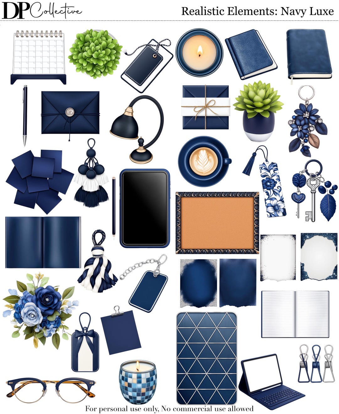 Realistic Elements: Navy Luxe - Etsy