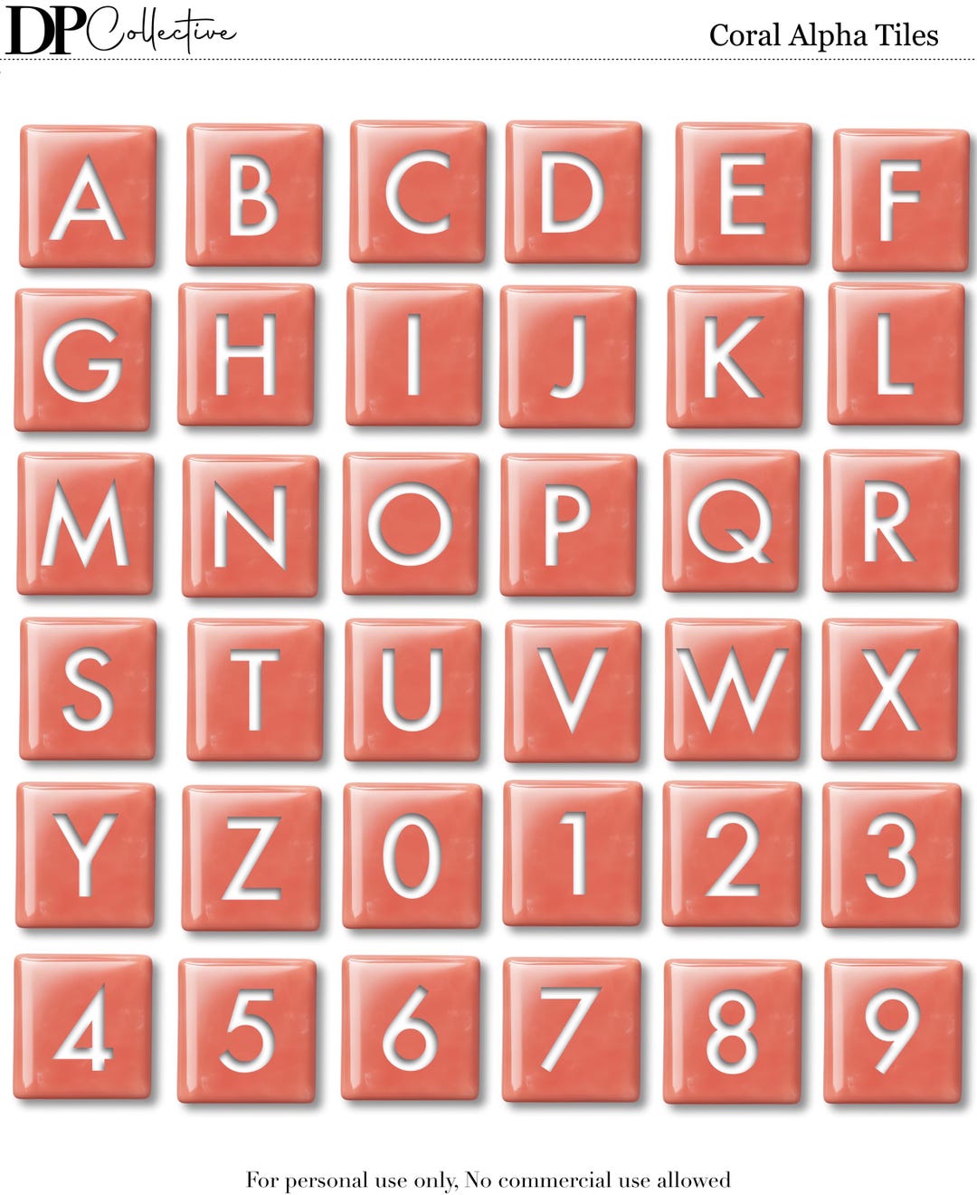 Coral Alpha Tiles - Etsy