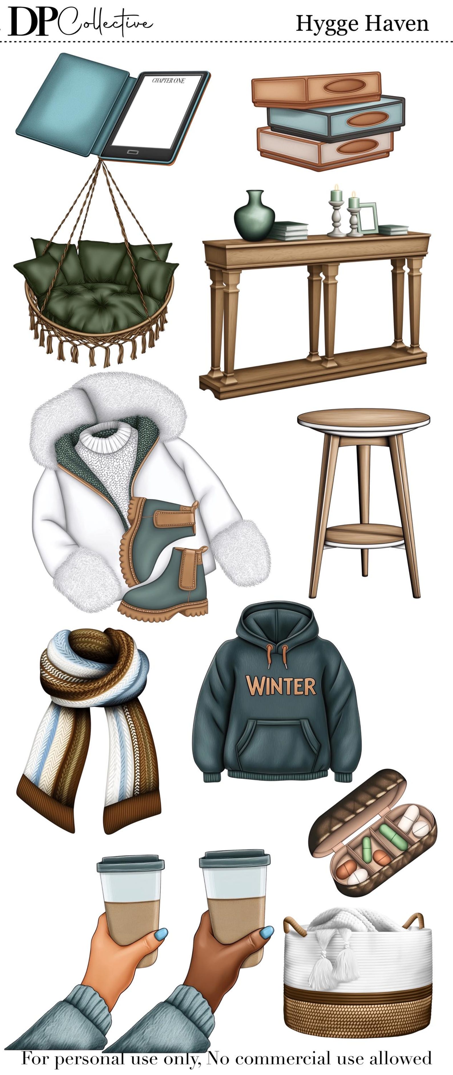 Hygge Haven Digital Stickers: Cozy Winter Planner (goodnotes, PNG) - Etsy